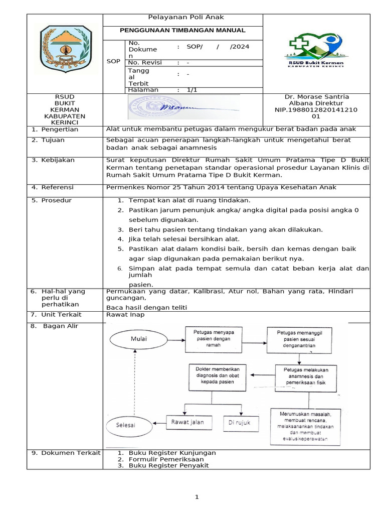 SOP PENGGUNAAN TIMBANGAN MANUAL | PDF