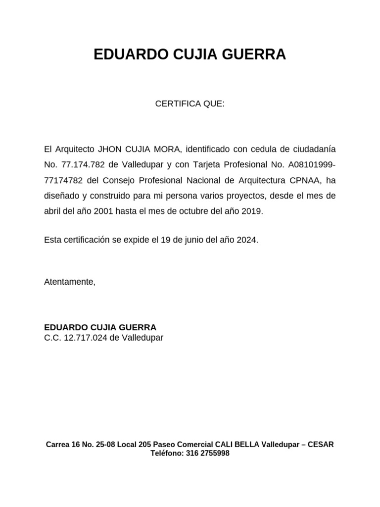 Certificación CURADURIA | PDF
