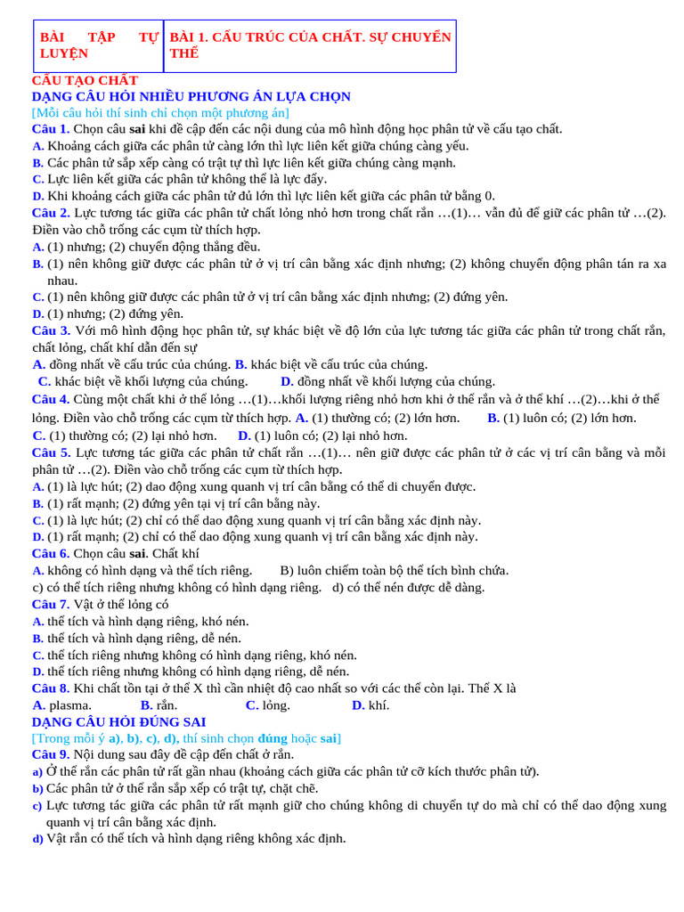 (CVB) Bai 1- BT tự luyện | PDF