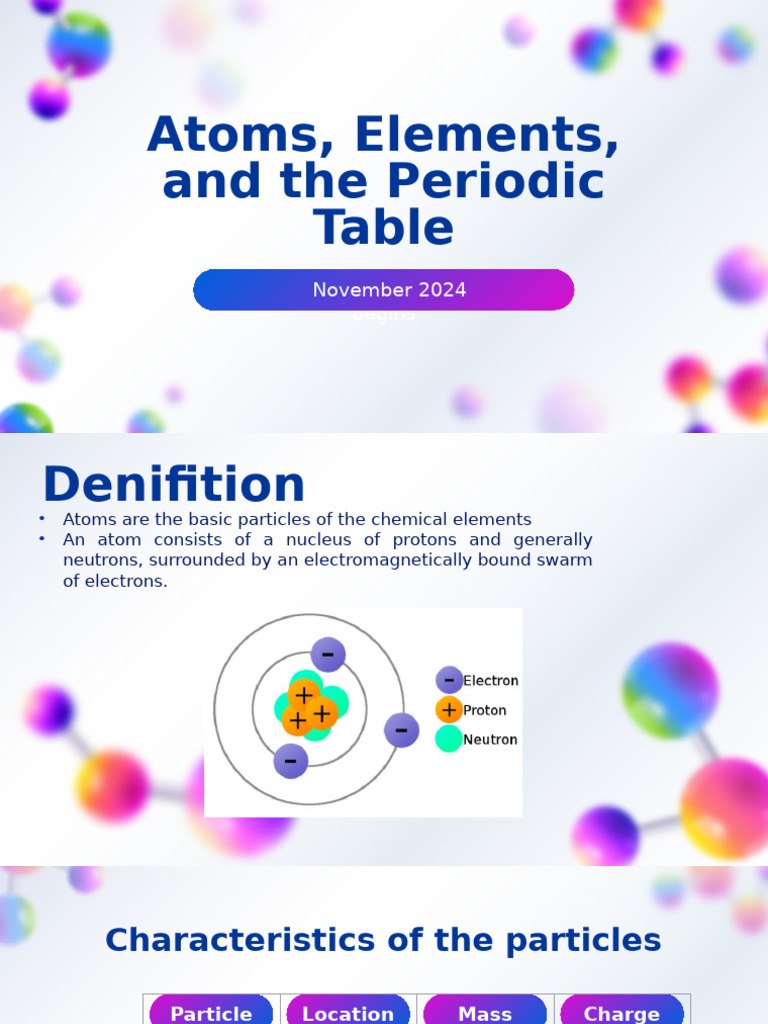Atoms, Elements, and Periodic Table Guide | PDF | Ion | Chemical Compounds