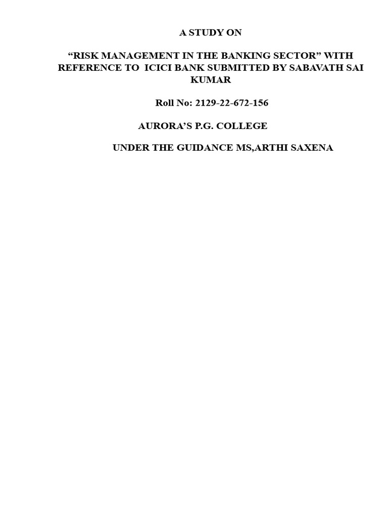 Risk Management in ICICI Bank Study | PDF | Risk | Banks