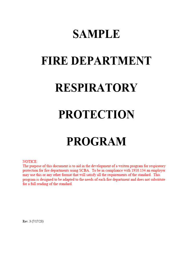 IL OSHA Sample Plan (FD Respiratory Protection) R3 | PDF | Respiratory ...