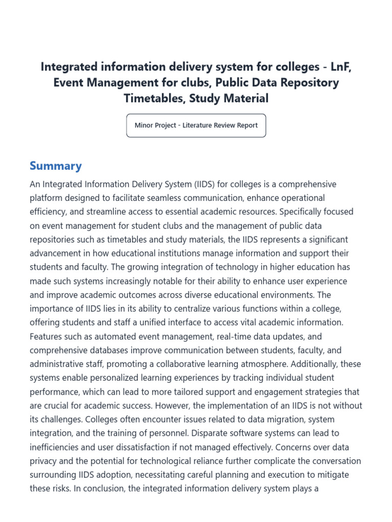 Information Delivery System | PDF | Databases | System
