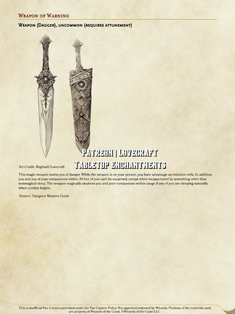 Weapon of Warning - Legacy DnD 5e | PDF