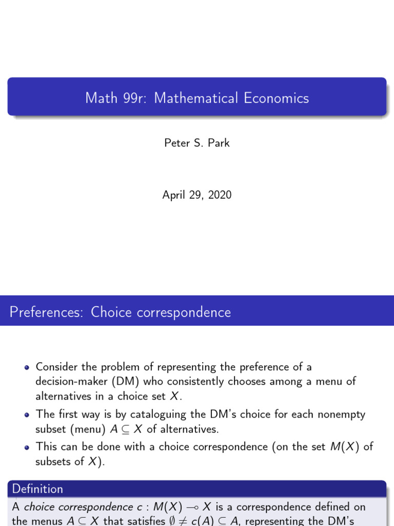 math99rhandout2020 | PDF | Microeconomics | Mathematics