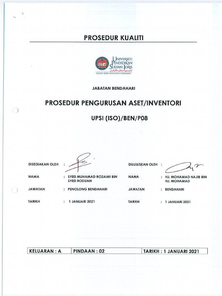 P08 Prosedur Pengurusan Aset Inventori | PDF