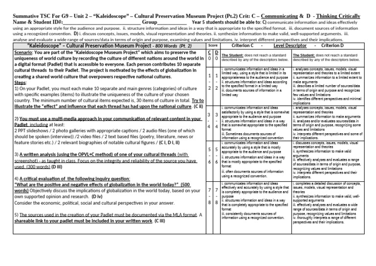 G9 Unit 2 TSC Obj C D Kaleidoscope Pt2 | PDF | Information | Concept