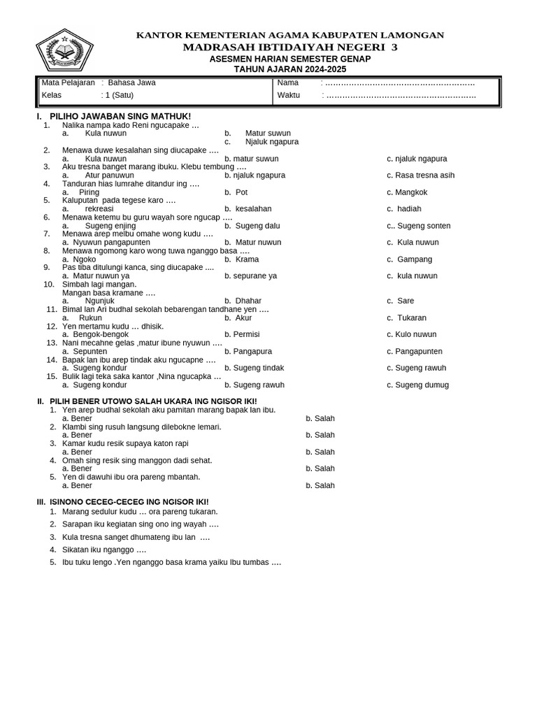 B.Jawa STS 2 KLs 1 | PDF