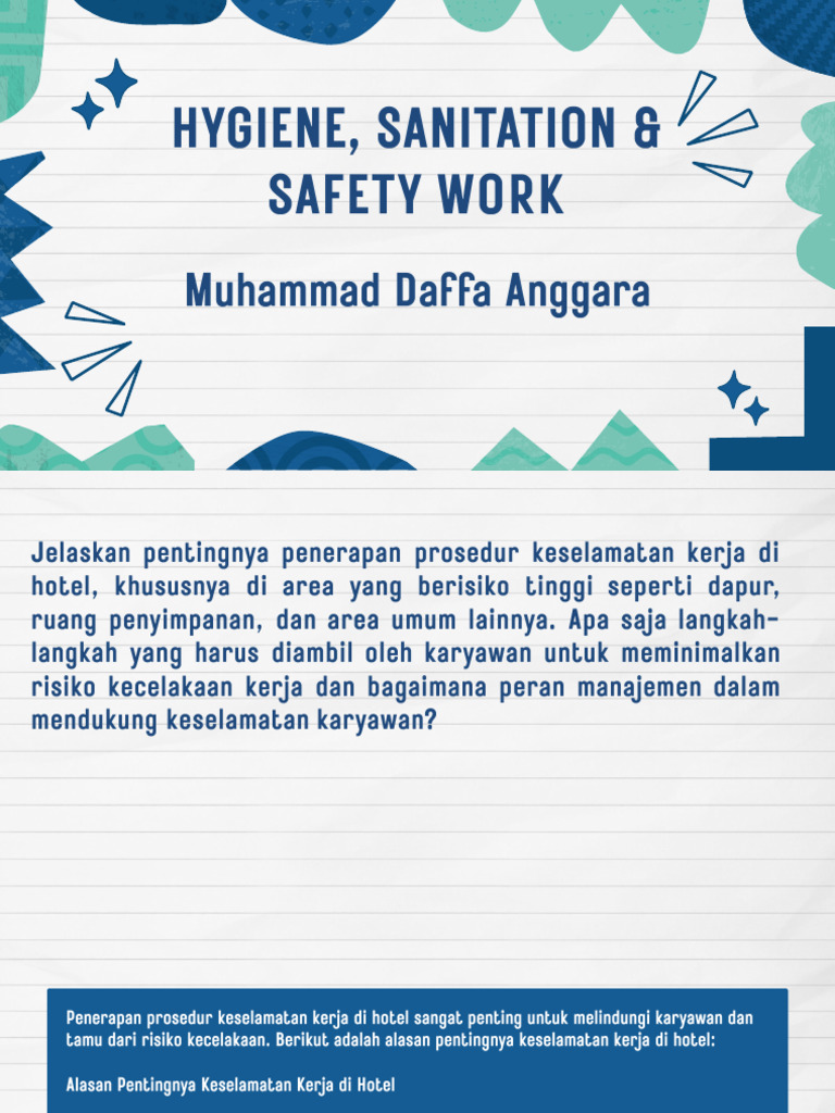 Hygiene Sanitation Safety Work Daffa | PDF