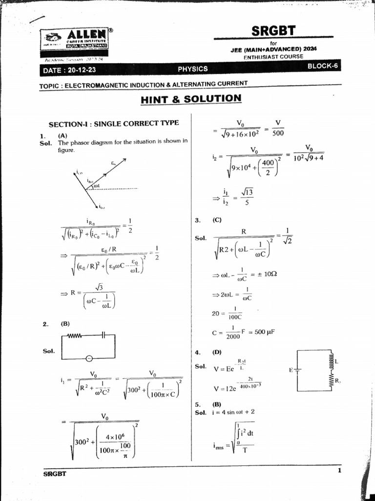 Physics 6 Sol | PDF