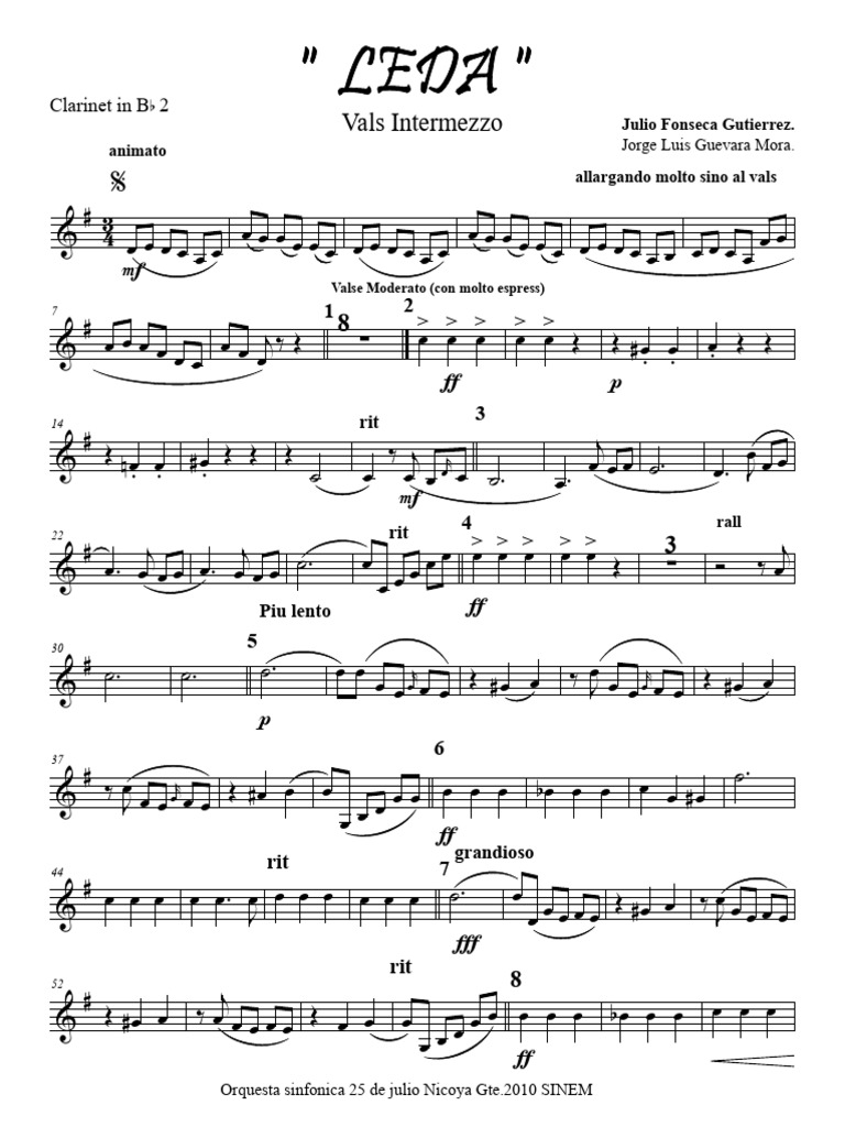 Vals Leda 2010 - Clarinet in Bb 2 | PDF