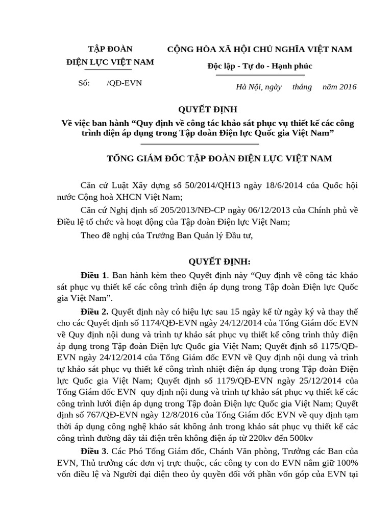 Quy Dinh Ve Khao Sat EVN | PDF
