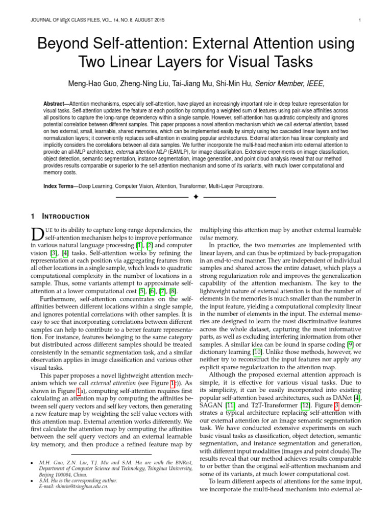 Beyond Self-Attention- External Attention Using Two Linear Layers for Visual Tasks | PDF | Image ...