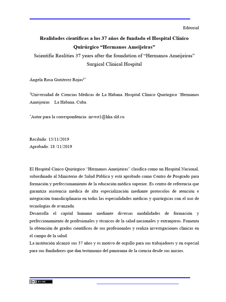Realidades Científicas A Los 37 Años de Fundado El Hospital Clínico ...