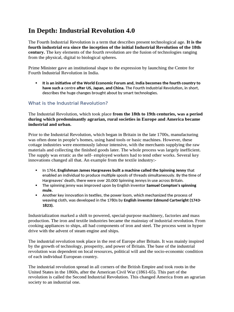 In Depth Industrial Revolution 4.0 | PDF | Industrial Revolution ...