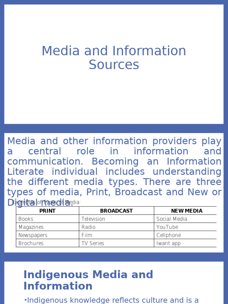 Media and Information Sources | PDF | Libraries | Information