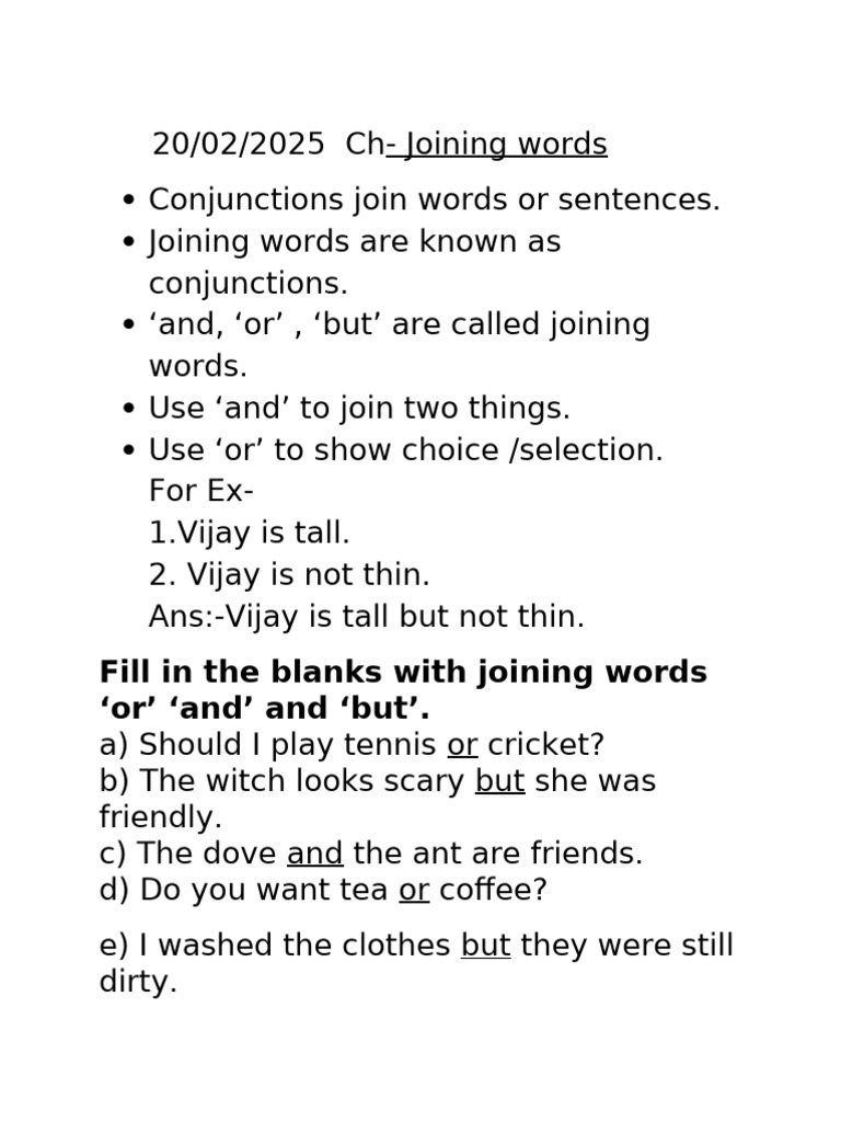 Conjunctions: Joining Words Explained | PDF