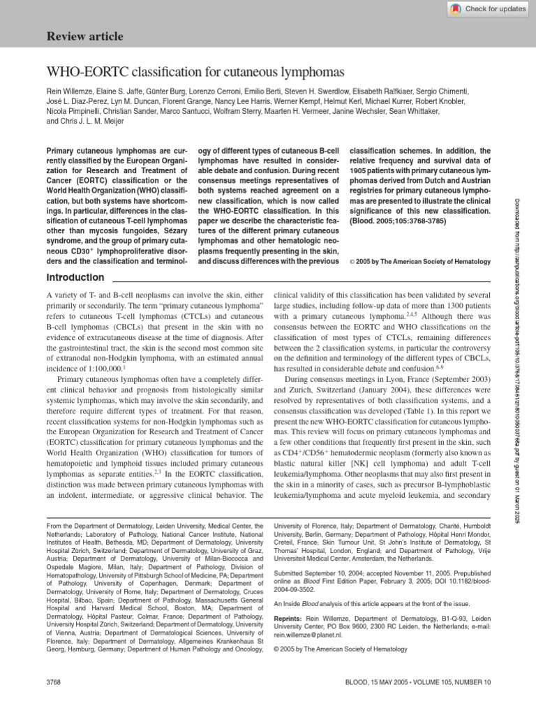 Cutaneous T Lymphoma Classification | PDF | Lymphoma | Immune System