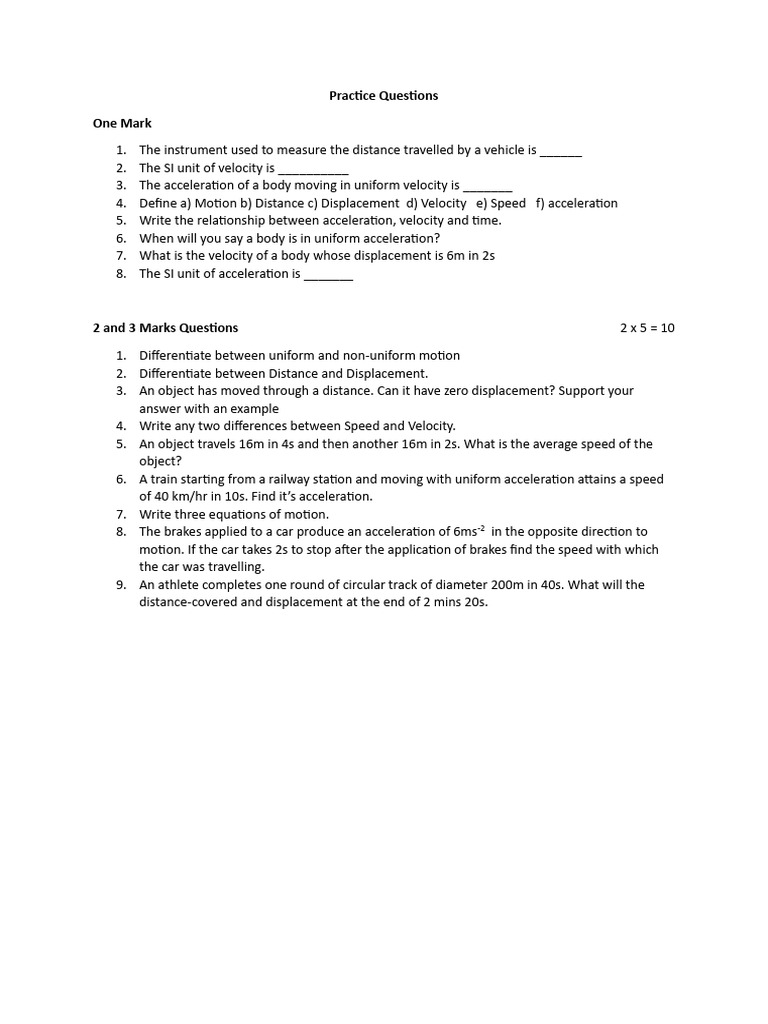 Practice Questions (Science) | PDF