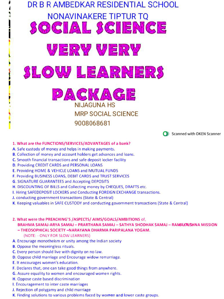 23-Questions and 100 and Answers.. Social Science For Slow Learners | PDF