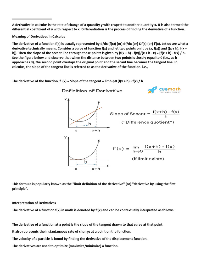 Derivatives | PDF | Derivative | Slope