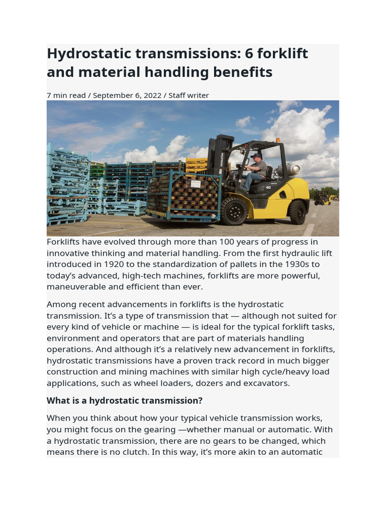 Hydrostatic Transmissions | PDF | Clutch | Brake