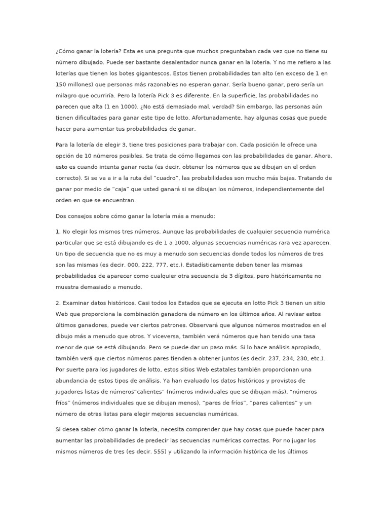 Estrategias para ganar en la lotería | PDF | Lotería