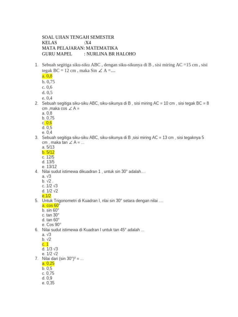 soal mm kelas x | PDF