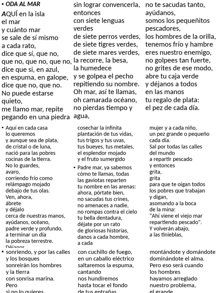 Oda al Mar de Pablo Neruda | PDF