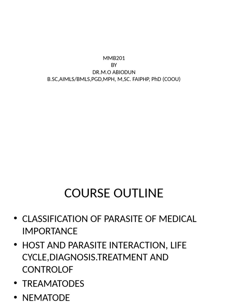 Mmb201 Classification of Parasite | PDF | Protozoa | Parasitism