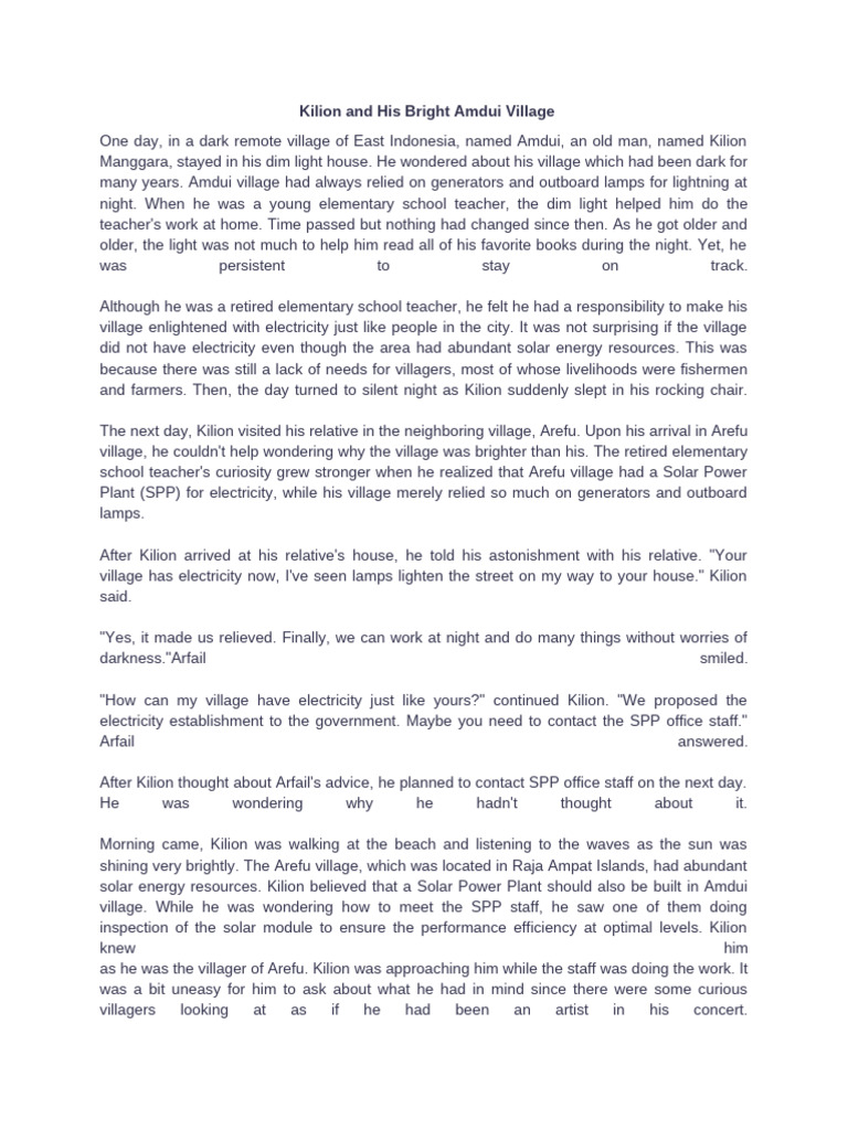 Kilion and His Bright Amdui Village | PDF