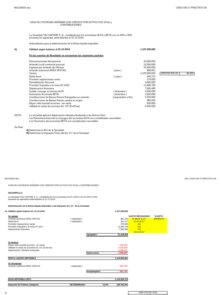 Caso Rli Sa | PDF | Depreciación | Impuestos