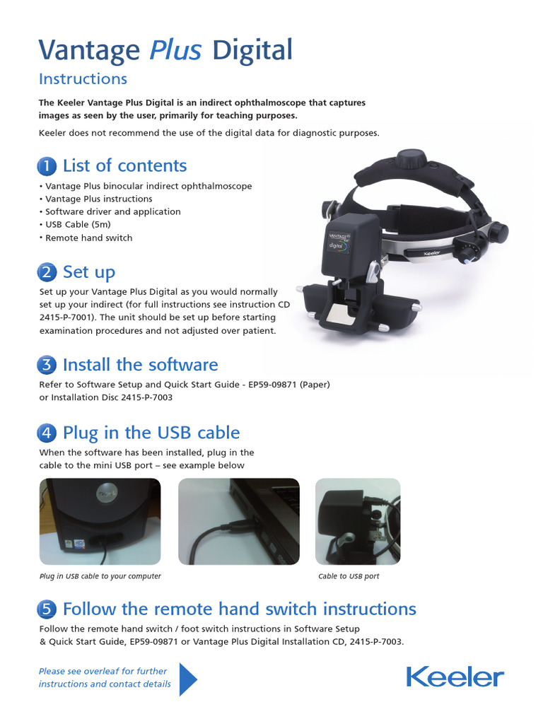 Keeler Vantage Plus Digital Instructions For Use | PDF | Camera | Computing