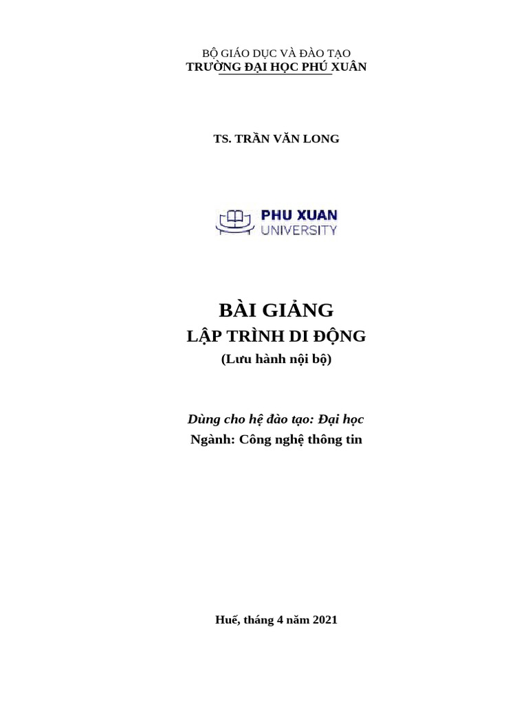PXU_BaiGiang_Lap trinh di dong | PDF