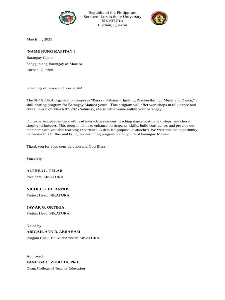 Letter Sa Barangay | PDF