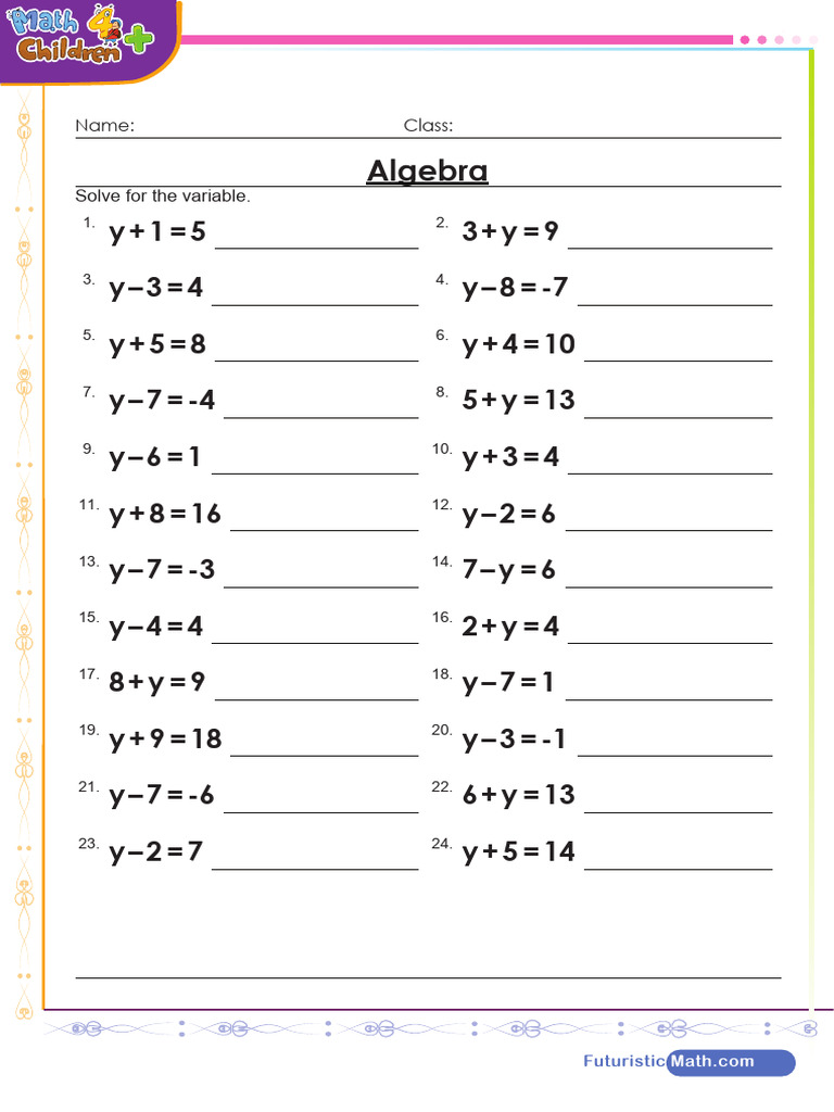 Solve For Variables Worksheet | PDF