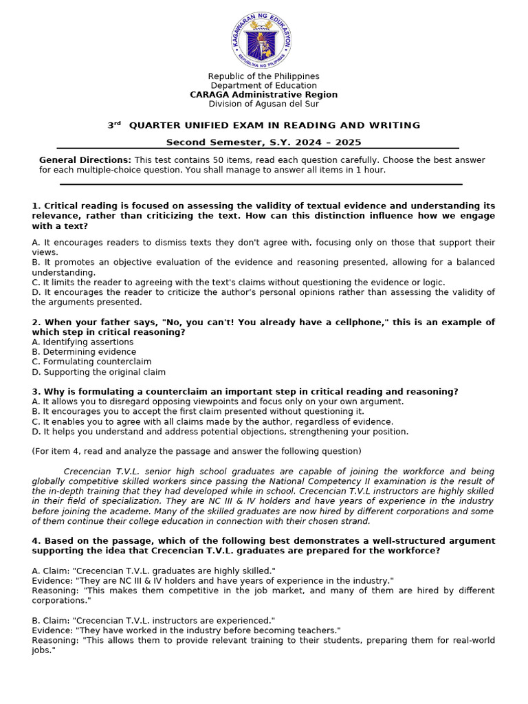 Q3-Reading and Writing - TQ | PDF | Résumé