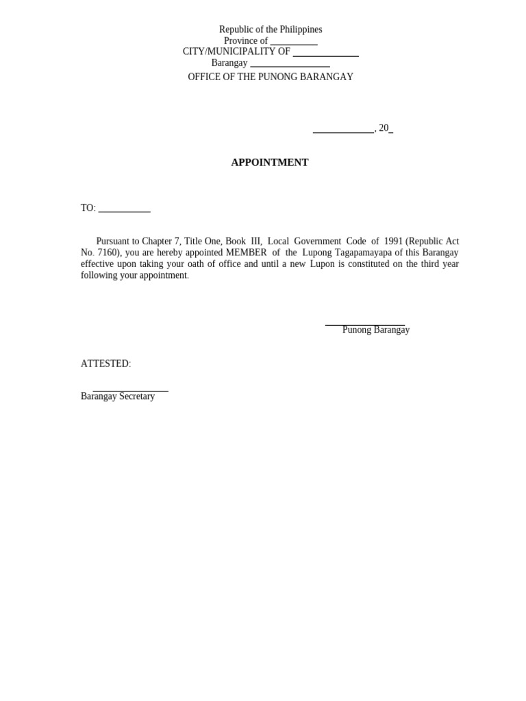 Lupon Appointment Forms | PDF