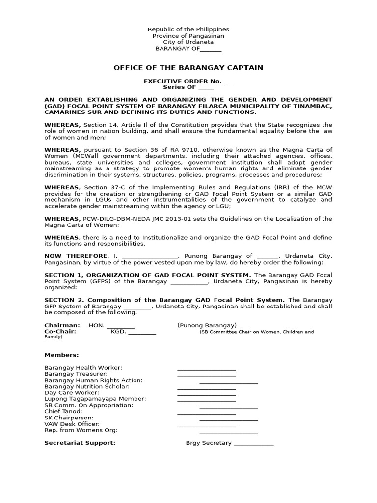 GFPS Executive-Order-1 | PDF | Government | Justice
