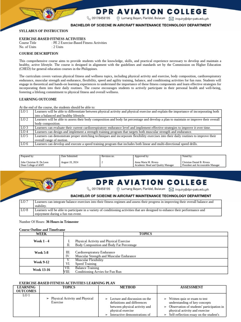 PE 2 Exercise-Based Fitness Activities (PATHFIT 2) | PDF | Physical ...