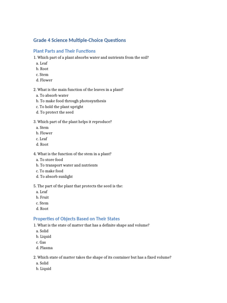 Grade - 4 - Science - Questions - With - Answers 2 | PDF | Liquids | Water