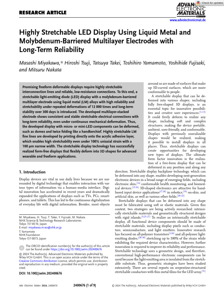Highly Stretchable LED Display Using Liquid Metal and Molybdenum ...