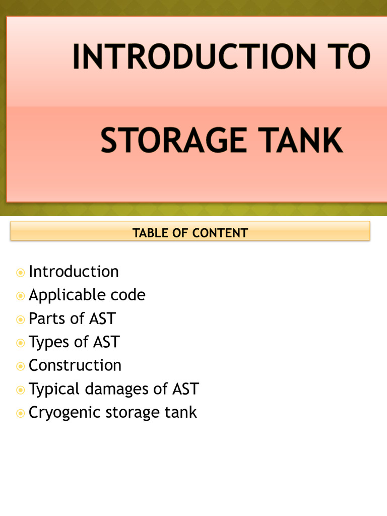 Introduction To Storage Tanks | PDF | Liquefied Natural Gas ...