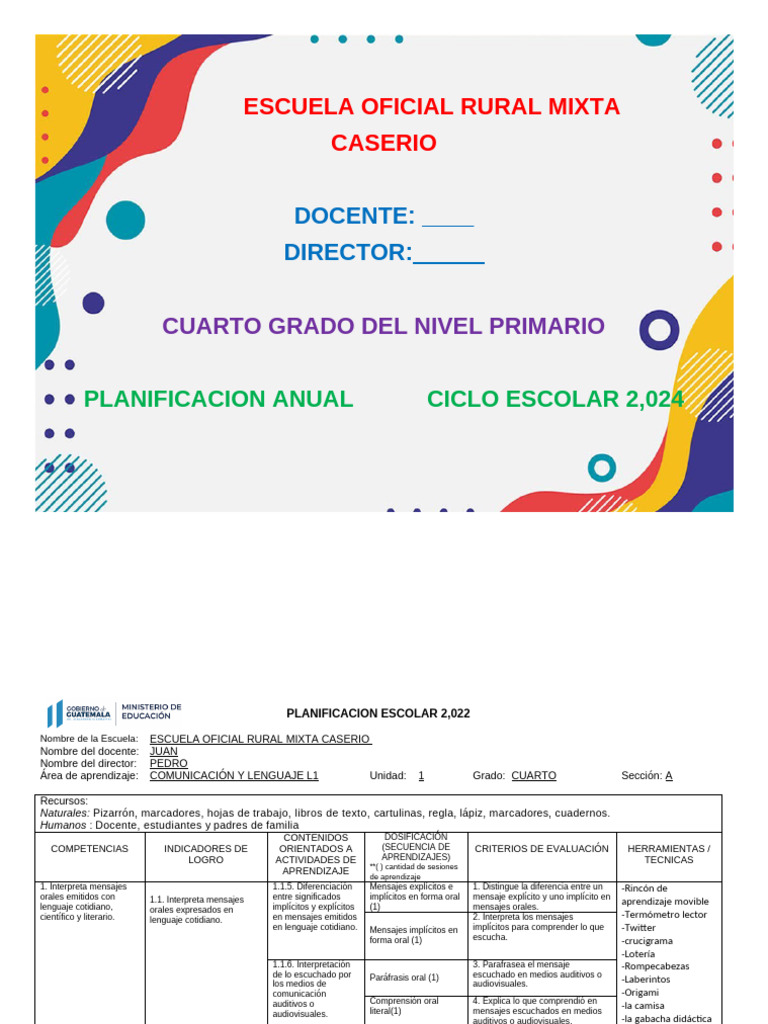 4 Planificacion Cuarto Grado-Curriculo Emergente 2022 | PDF | Verbo ...