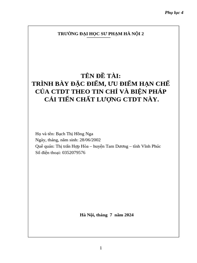 Phu Luc 4. Mau Bia KLTN | PDF