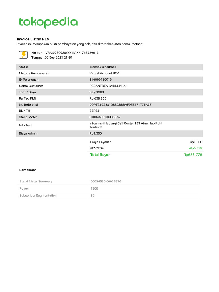 Invoice Listrik | PDF