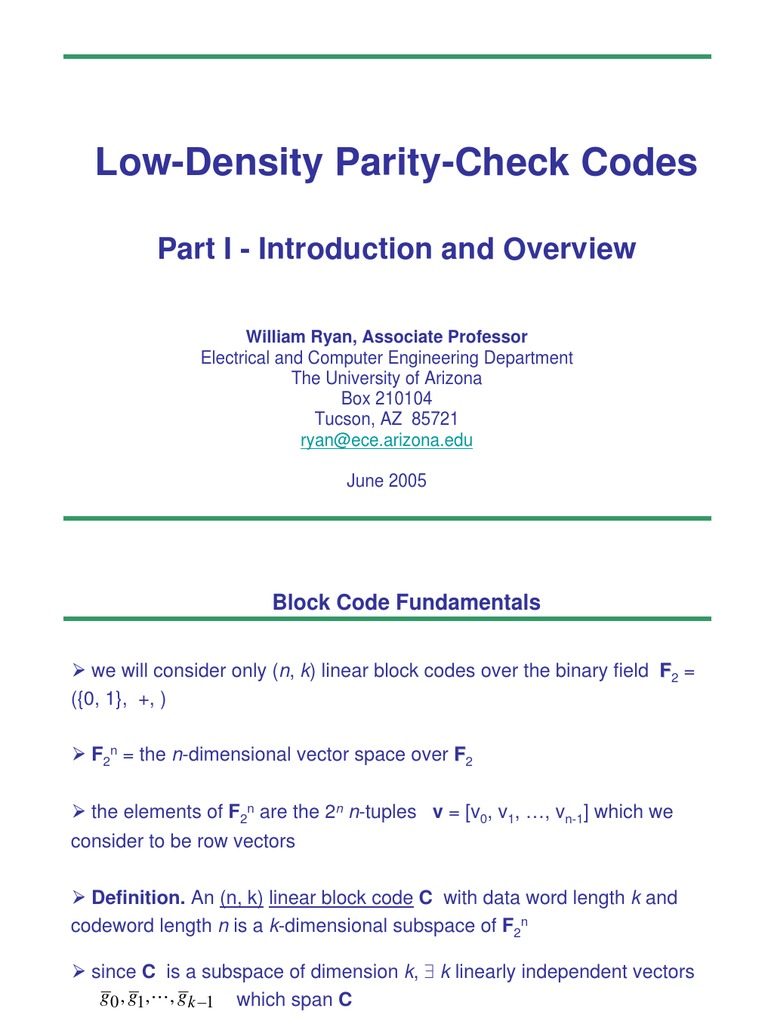 W.ryan LDPC Code Tutorial1 | PDF