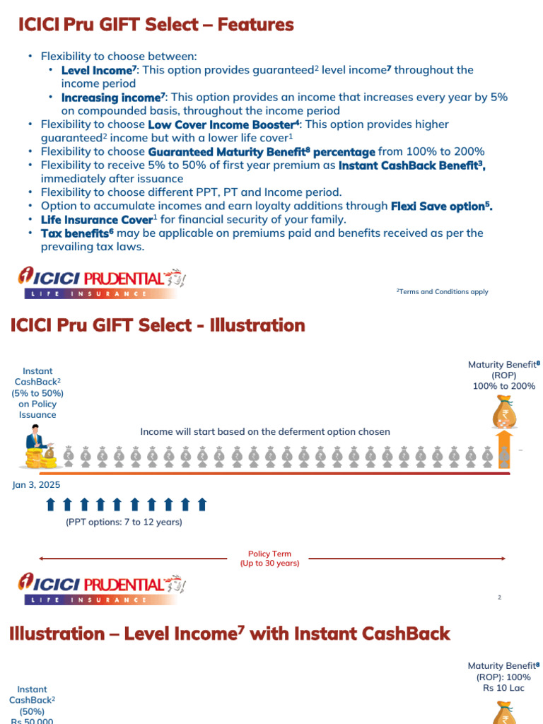 ICICI Pru GIFT Select Product Presentation | PDF | Insurance | Life ...