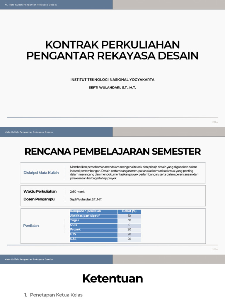 K1. Kontrak Perkuliahan Pengantar Rekayasa Desain | PDF