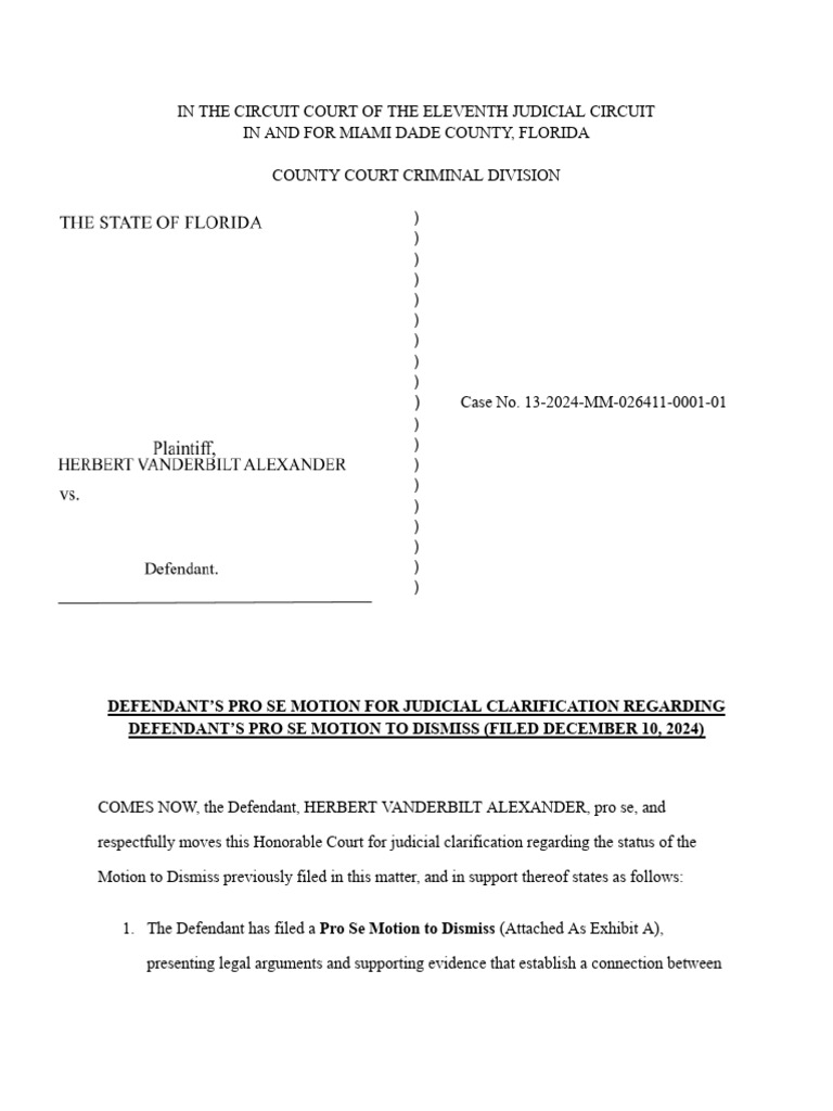 Motion for Judicial Clarification Re MTD Re_ City of Miami Shores ...